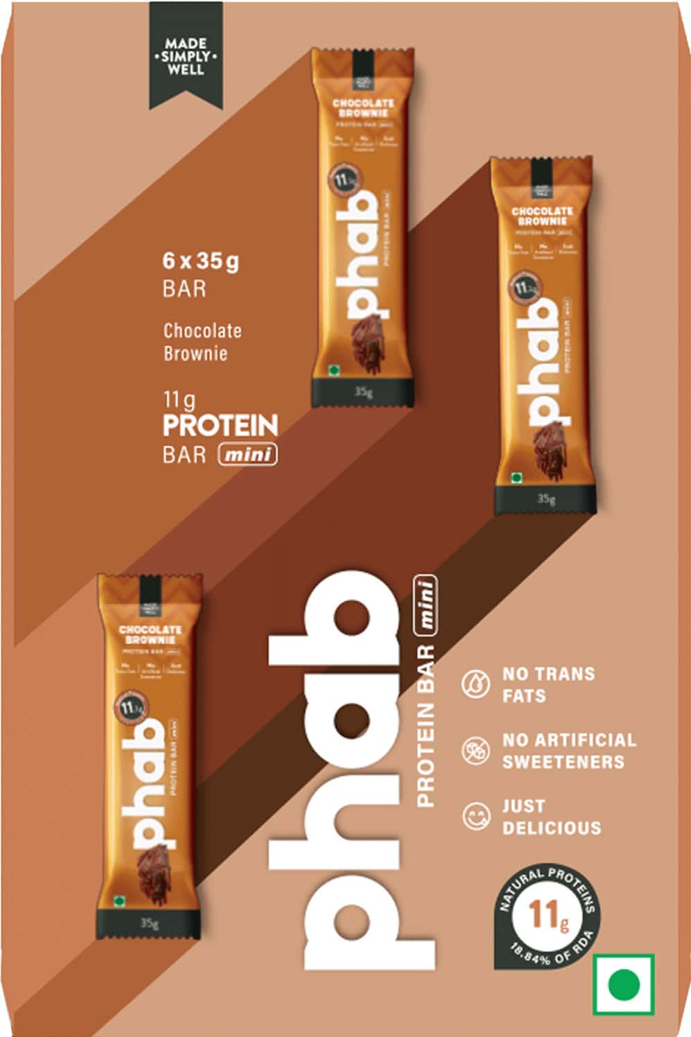 Buy PHAB PROTEIN BAR MINI 11G PROTEIN ZERO TRANS FATS: PACK OF 6X 35G ...