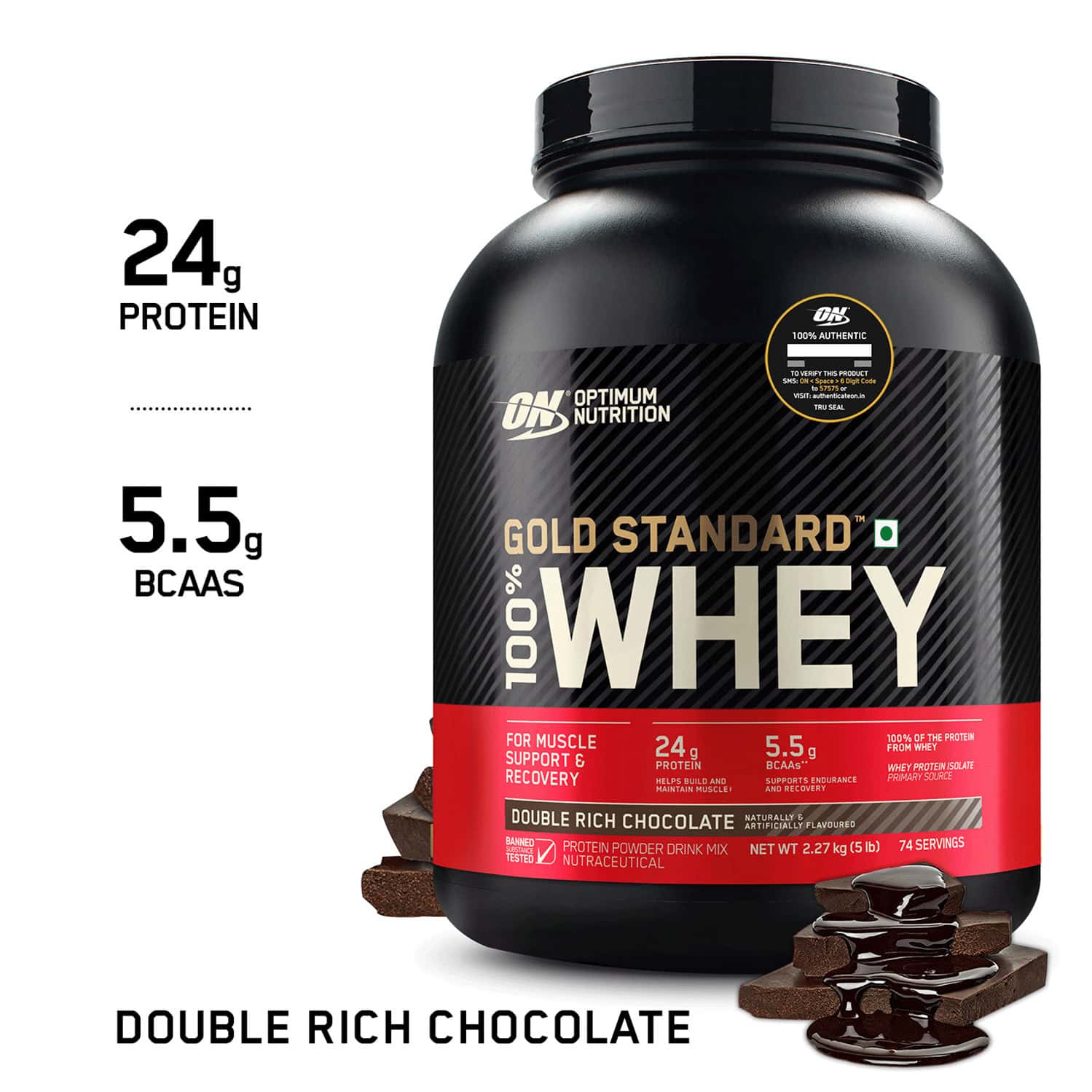 Buy OPTIMUM NUTRITION (ON) GOLD STANDARD 100% WHEY PROTEIN POWDER-5LBS-2.27 KG(DOUBLE RICH ...