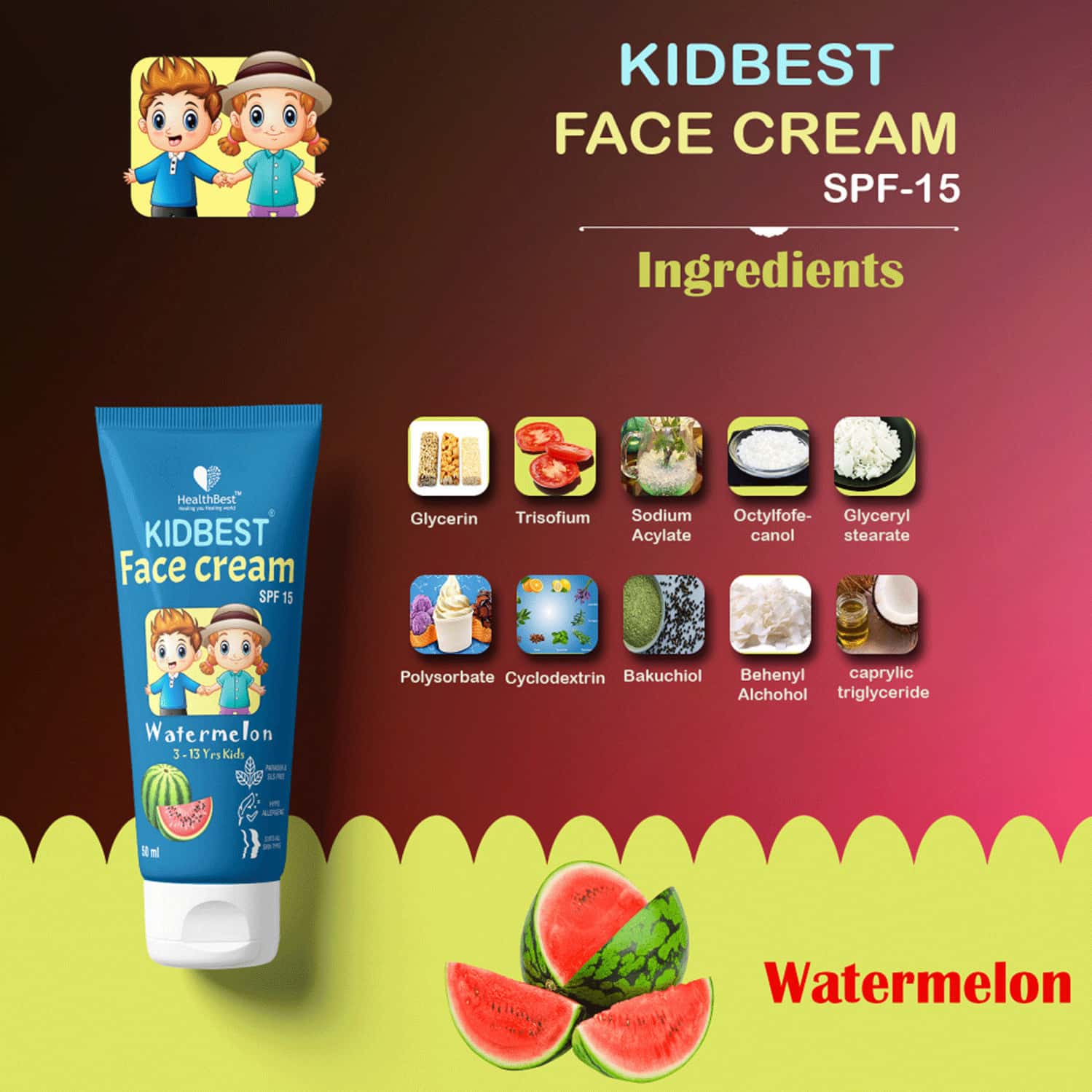 Buy HEALTHBEST KIDBEST FACE CREAM FOR KIDS|SPF 15| SENSITIVE SKIN ...