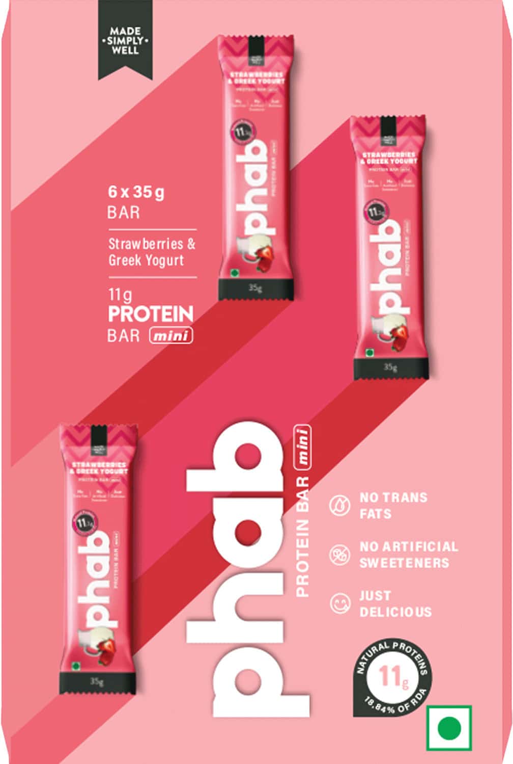 Buy PHAB PROTEIN BAR MINI 11G PROTEIN ZERO TRANS FATS: PACK OF 6X 35G ...