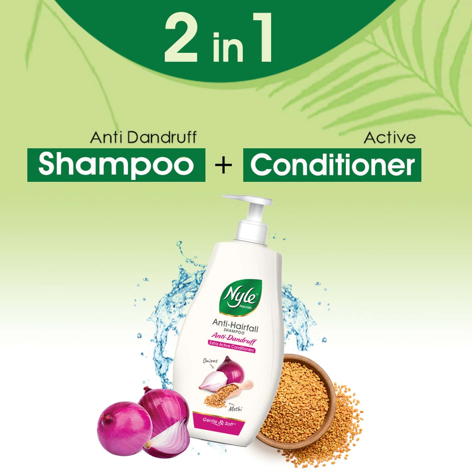 Buy NYLE NATURALS ONION AND METHI ANTI DANDRUFF 2 IN1 SHAMPOO WITH ...