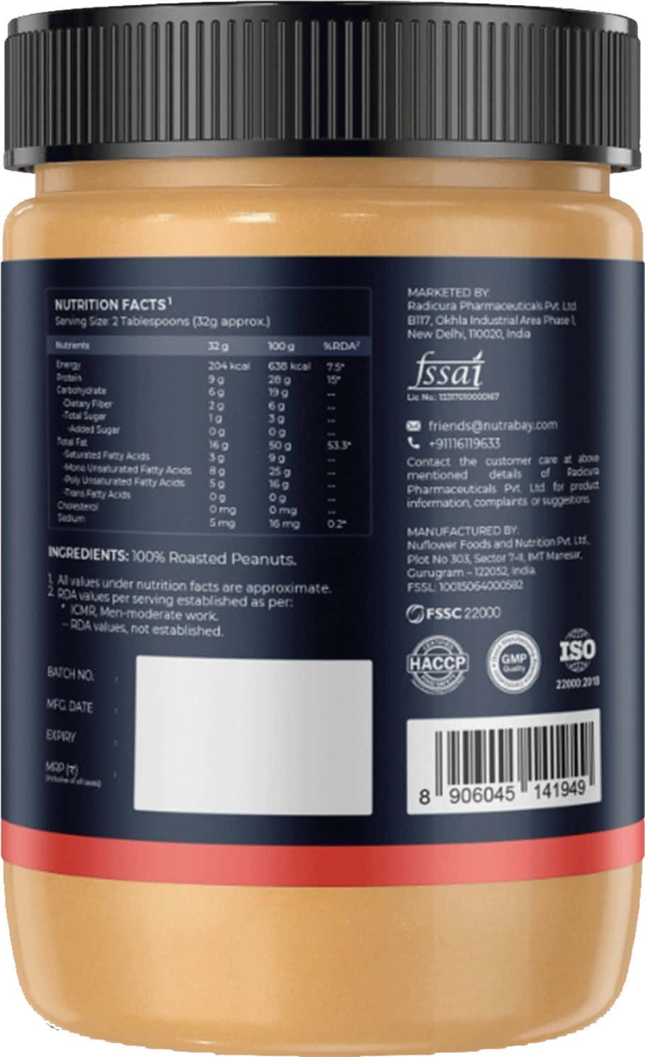 Buy NUTRABAY FOODS ALL-NATURAL PEANUT BUTTER (CRUNCHY) - UNSWEETENED ...