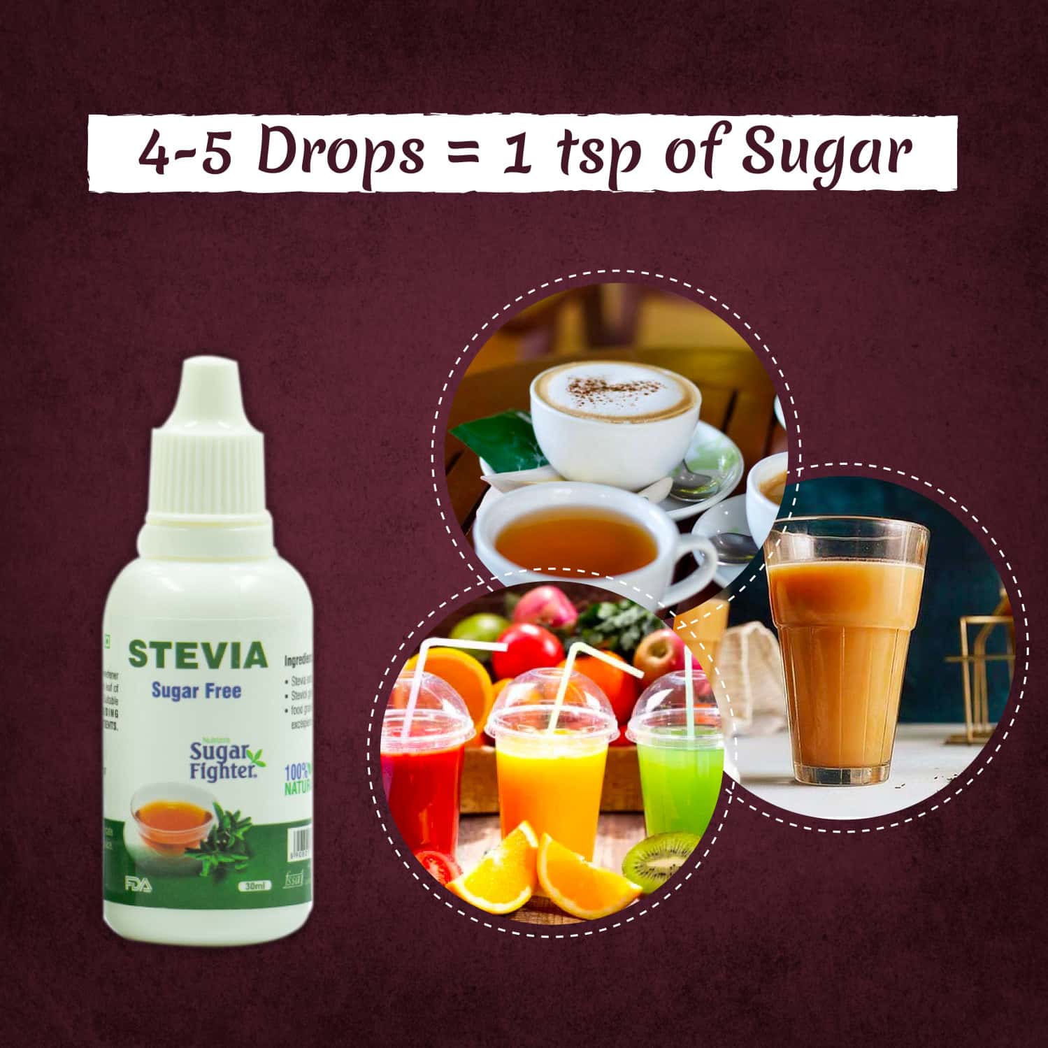 Buy SUGAR FIGHTER STEVIA SACHETS + NATURAL STEVIA COMBO - 50 PCS + 30 ...