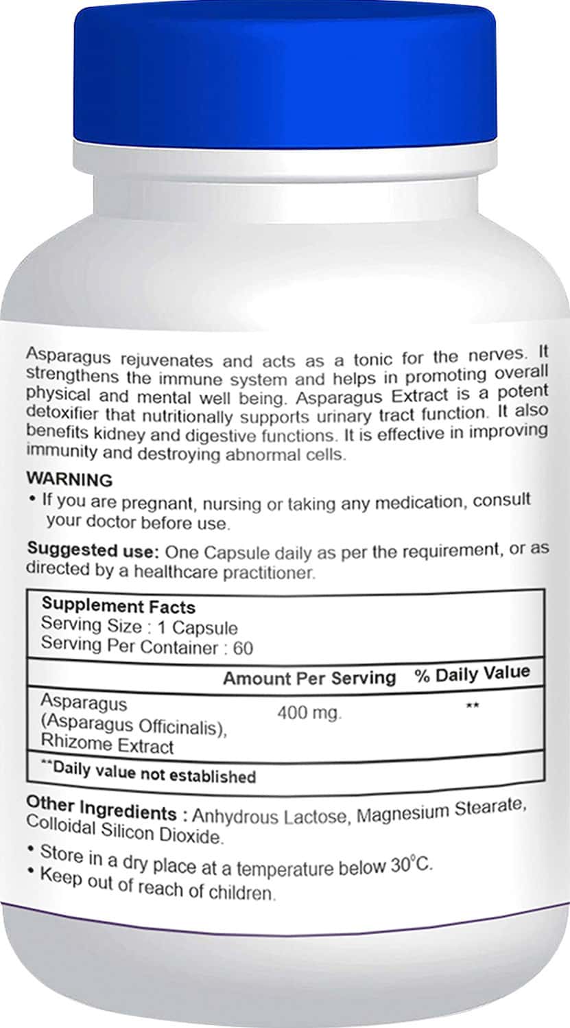 Buy HEALTHVIT ASPARAGUS 400MG (SAPONIN 20%) 60 CAPSULES Online & Get ...