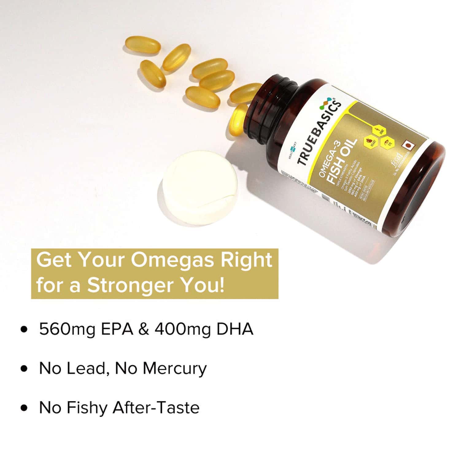 Buy TRUEBASICS OMEGA-3 FISH OIL TRIPLE STRENGTH 560MG EPA & 400MG DHA ...