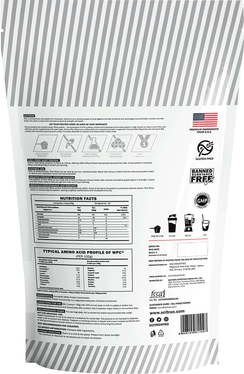 Buy SCITRON RAW WHEY (100% WHEY PROTEIN CONCENTRATE) - 1LB (450G ...