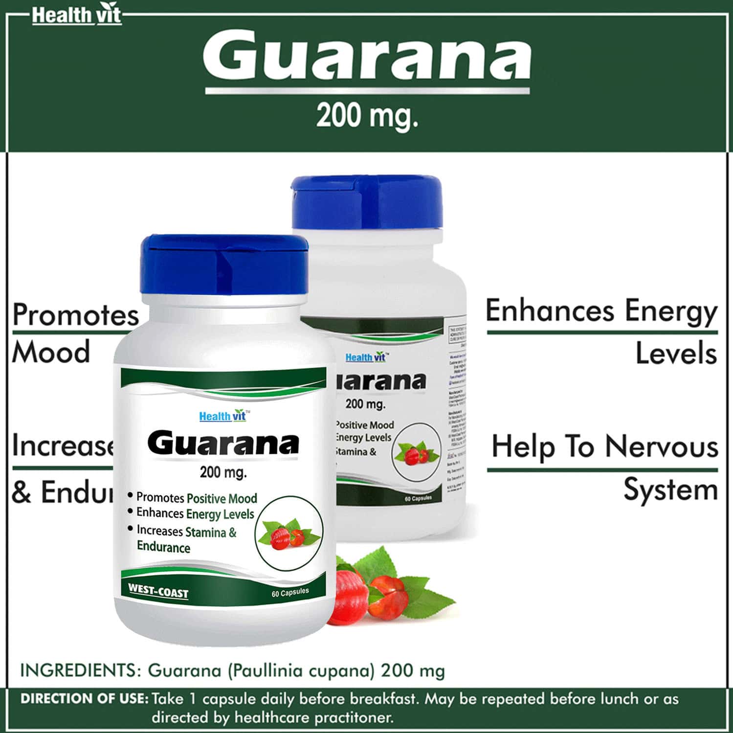 Buy HEALTHVIT GUARANA 200 MG 60 CAPSULES Online & Get Upto 60% OFF at ...