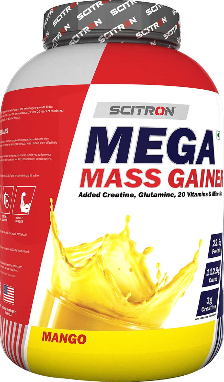 Buy SCITRON MEGA MASS GAINER (3G CREATINE, 112.5G CARBS, 22.5G PROTEIN ...