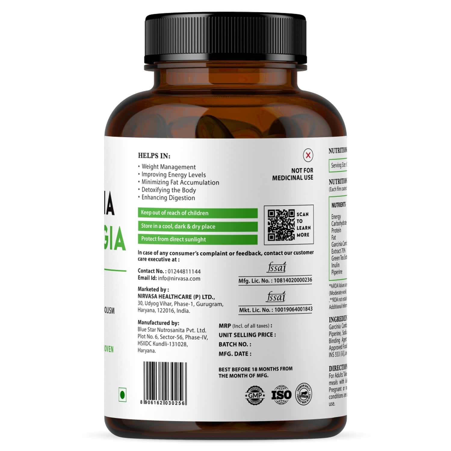 Buy NIRVASA GARCINIA CAMBOGIA TABLETS | NATURAL STOMACH FAT BURNER ...