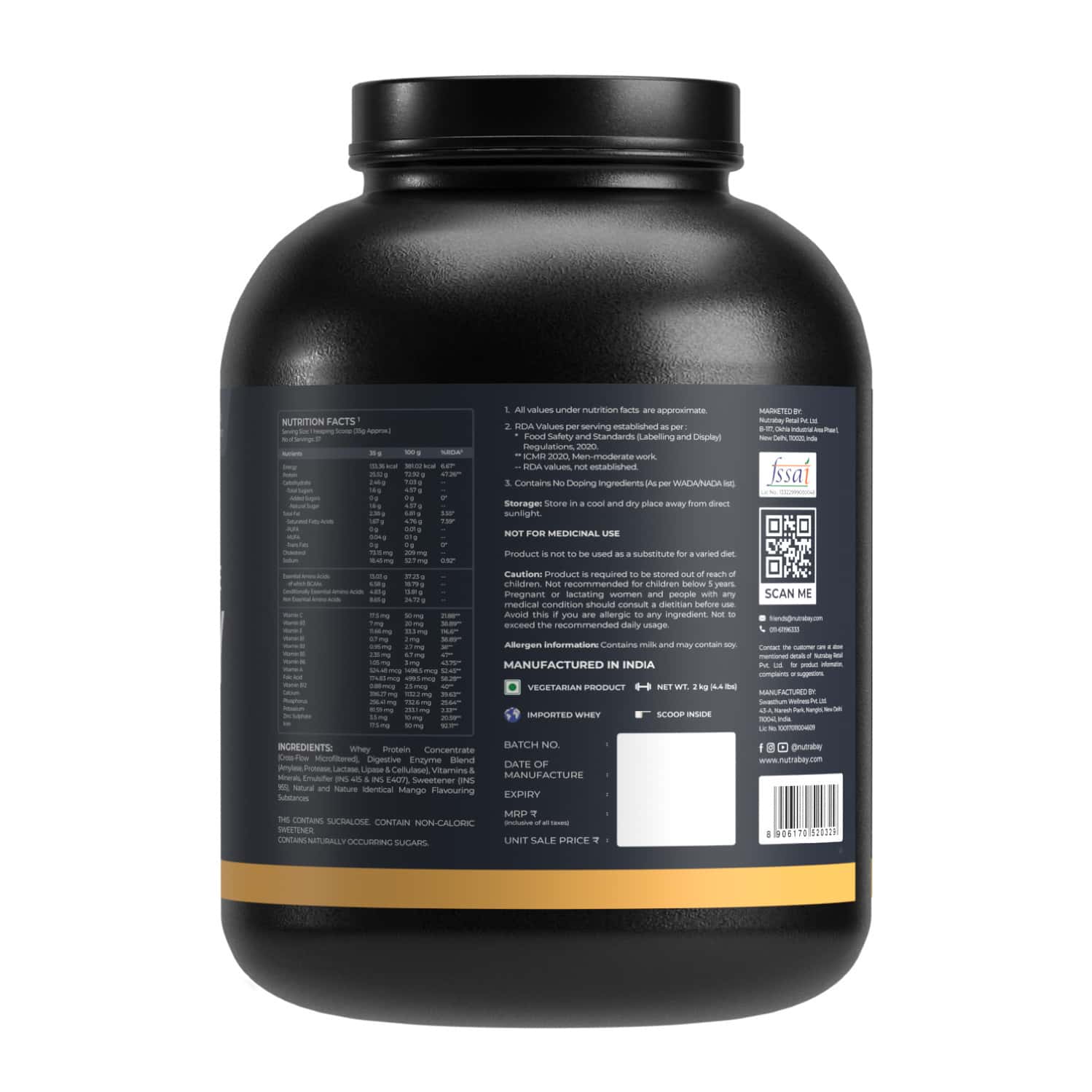 Buy NUTRABAY GOLD 100% WHEY PROTEIN CONCENTRATE|25G PROTEIN|MUSCLE ...