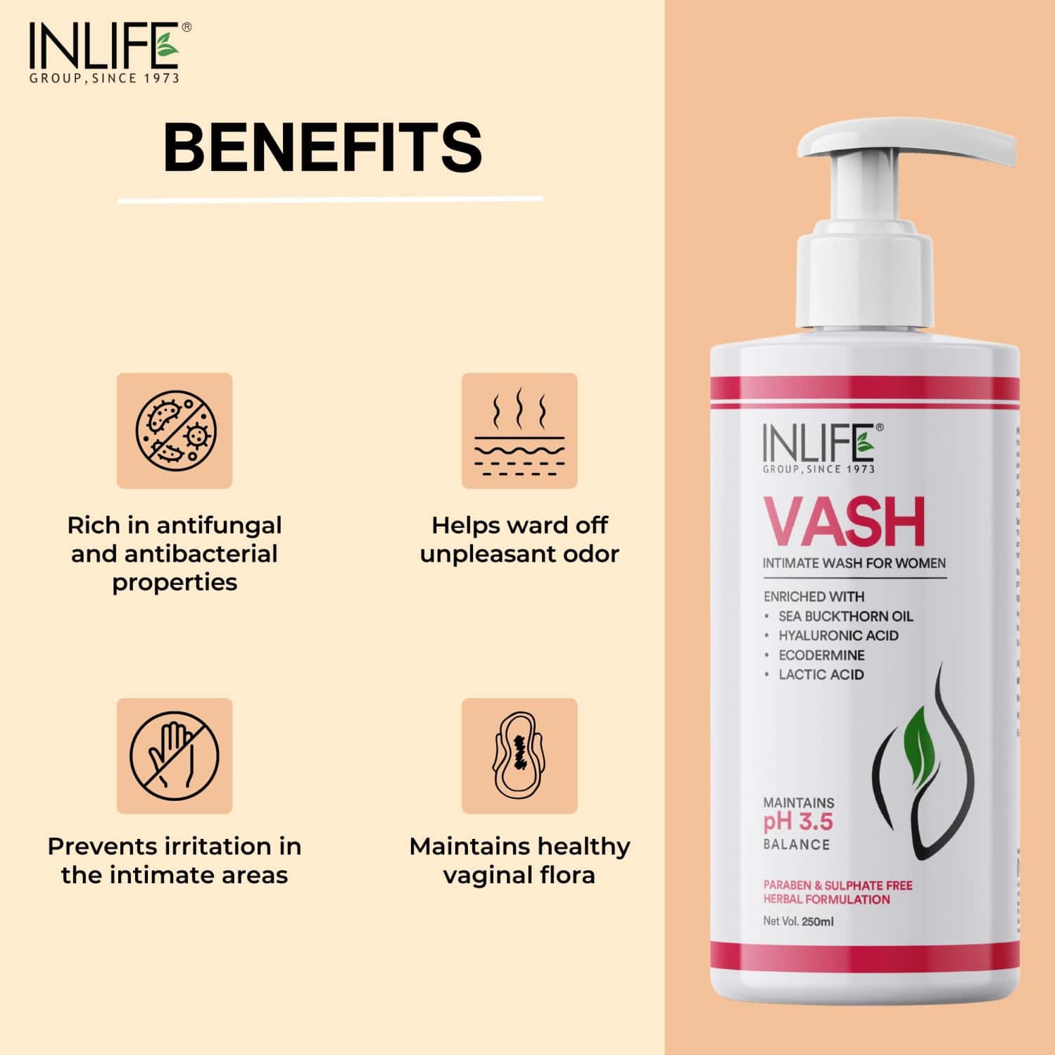 Buy INLIFE VASH INTIMATE WASH FOR WOMEN | MAINTAINS PH LEVELS ...