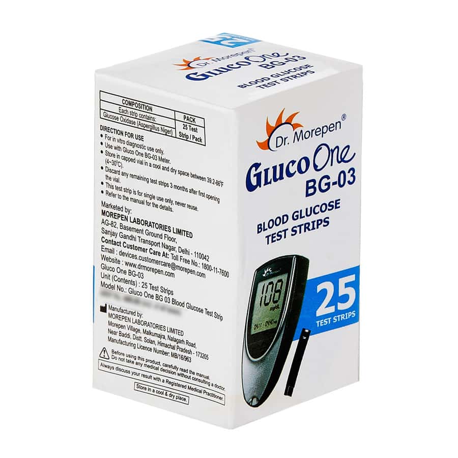 Buy DR MOREPEN GLUCO ONE BG 03 BLOOD GLUCOSE MONITORING SYTEM WITH 25 ...