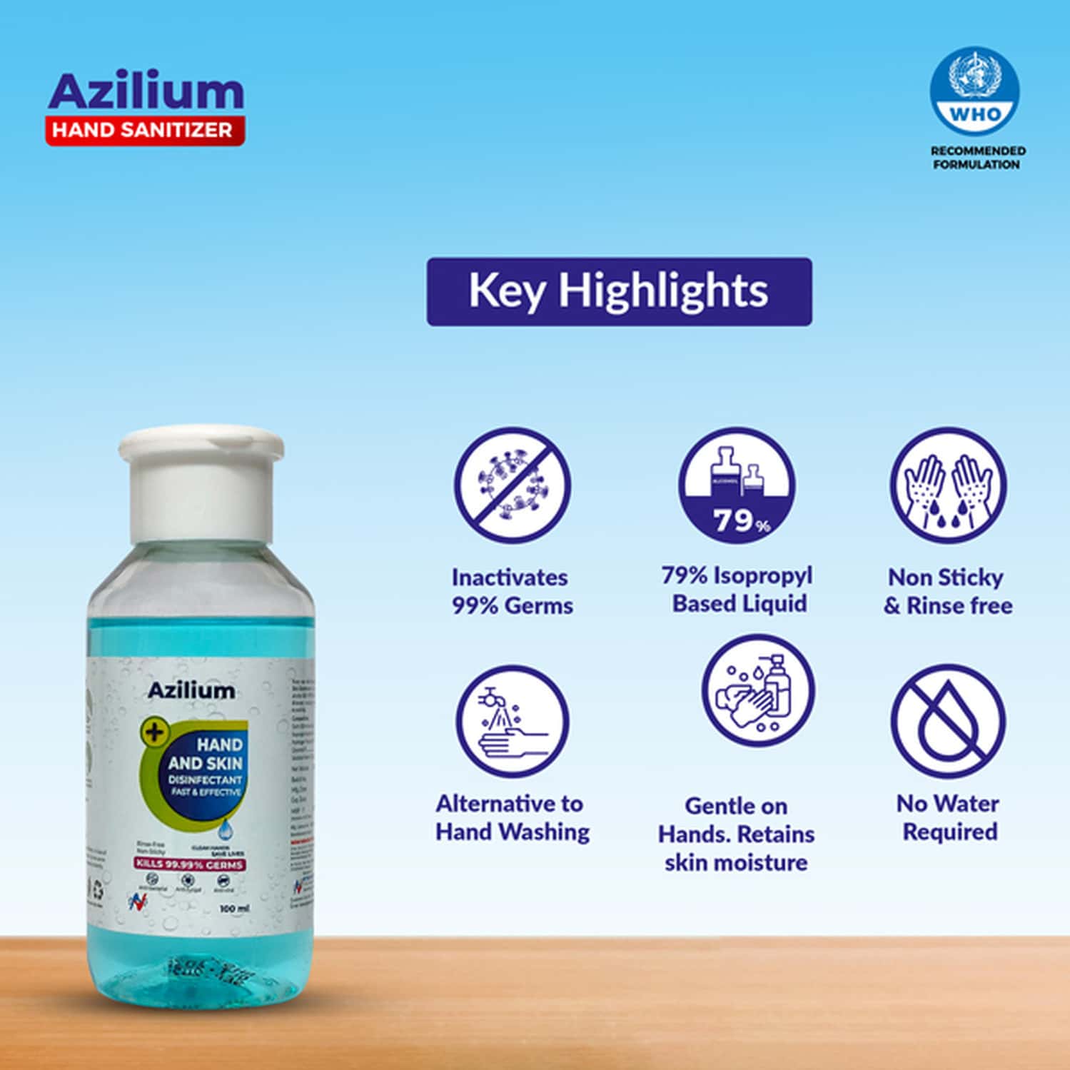 Buy AZILIUM HAND AND SKIN DISINFECTANT FLIP-TOP SANITIZER - 100 ML ...
