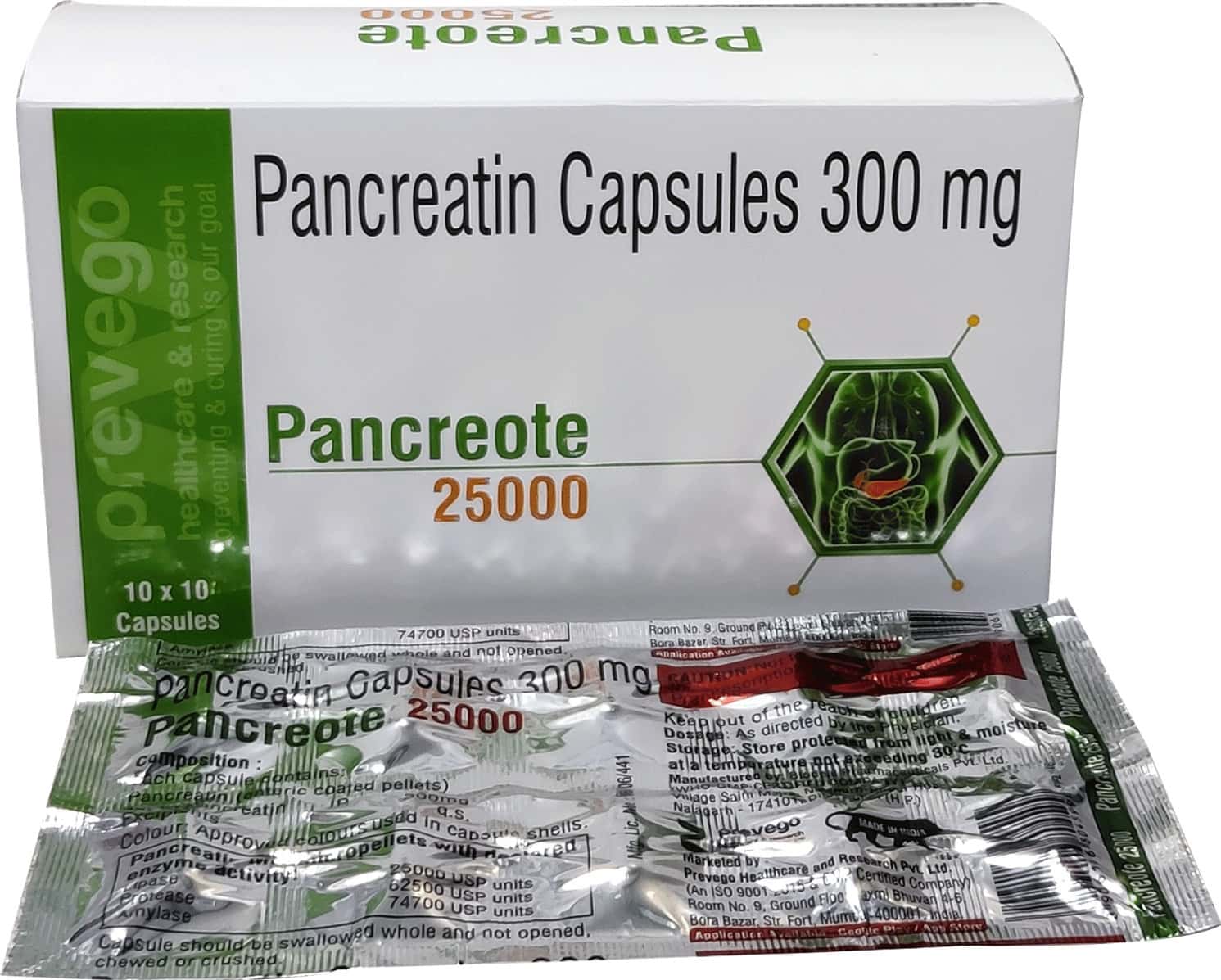 Pancreote 300 MG Capsule (10): Uses, Side Effects, Price & Dosage ...
