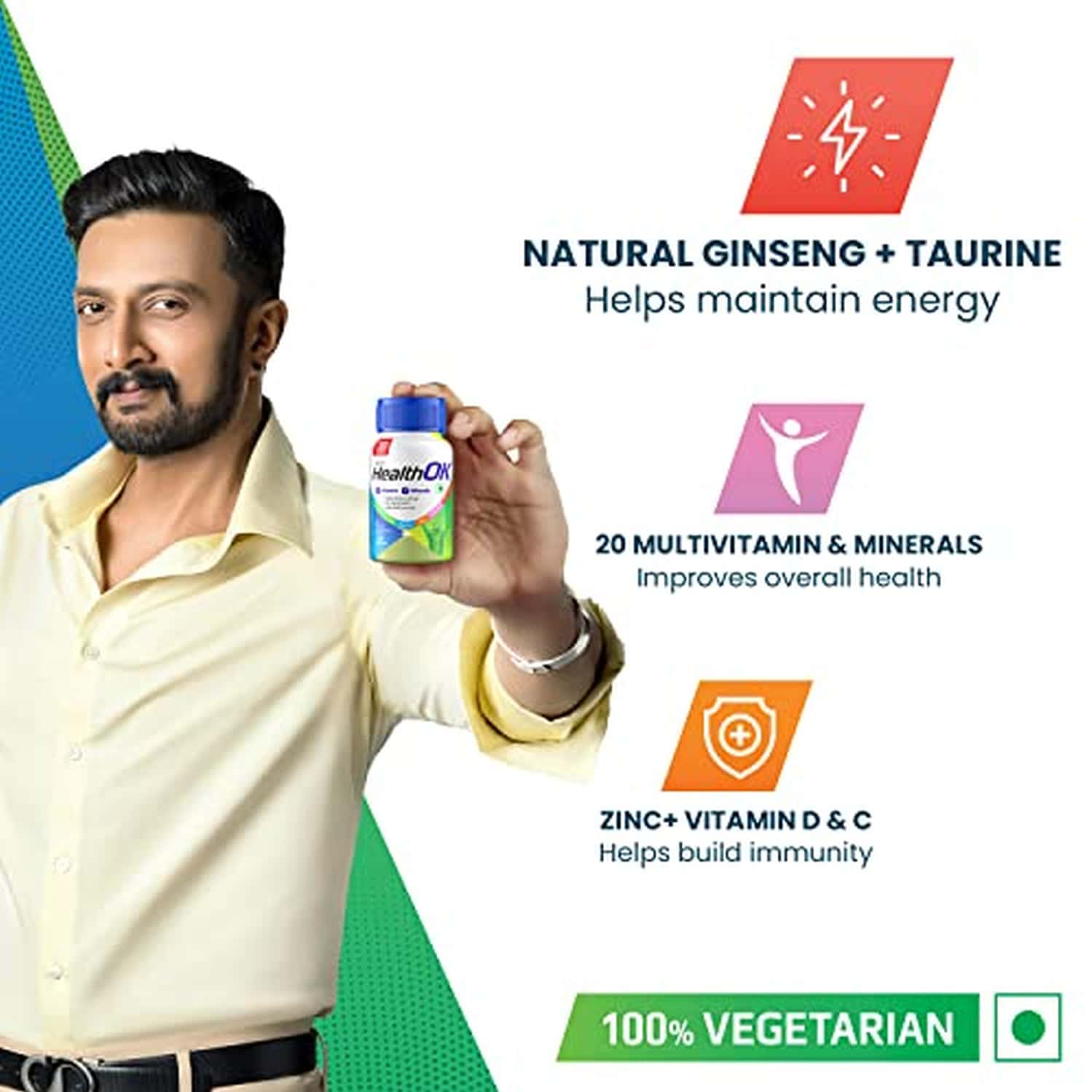Buy HEALTH OK DAILY MULTIVITAMIN FOR ENERGY & OVERALL HEALTH FOR MEN30 ...