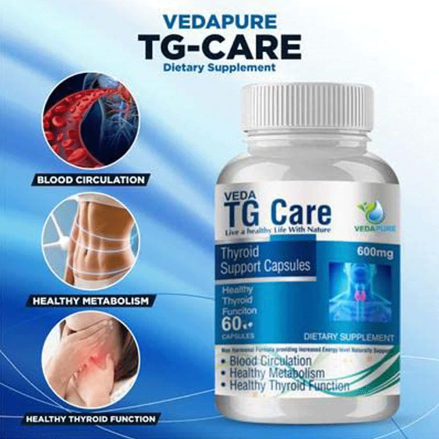 Buy VEDAPURE NATURAL TG CARE THYROID SUPPORT SUPPLEMENT FOR MEN & WOMEN ...