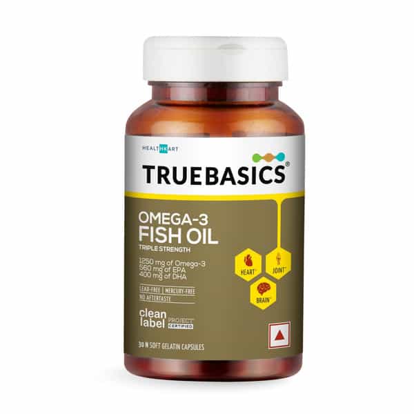 Buy TRUEBASICS OMEGA 3 FISH OIL CAPSULES - 30 CAPSULES Online & Get ...