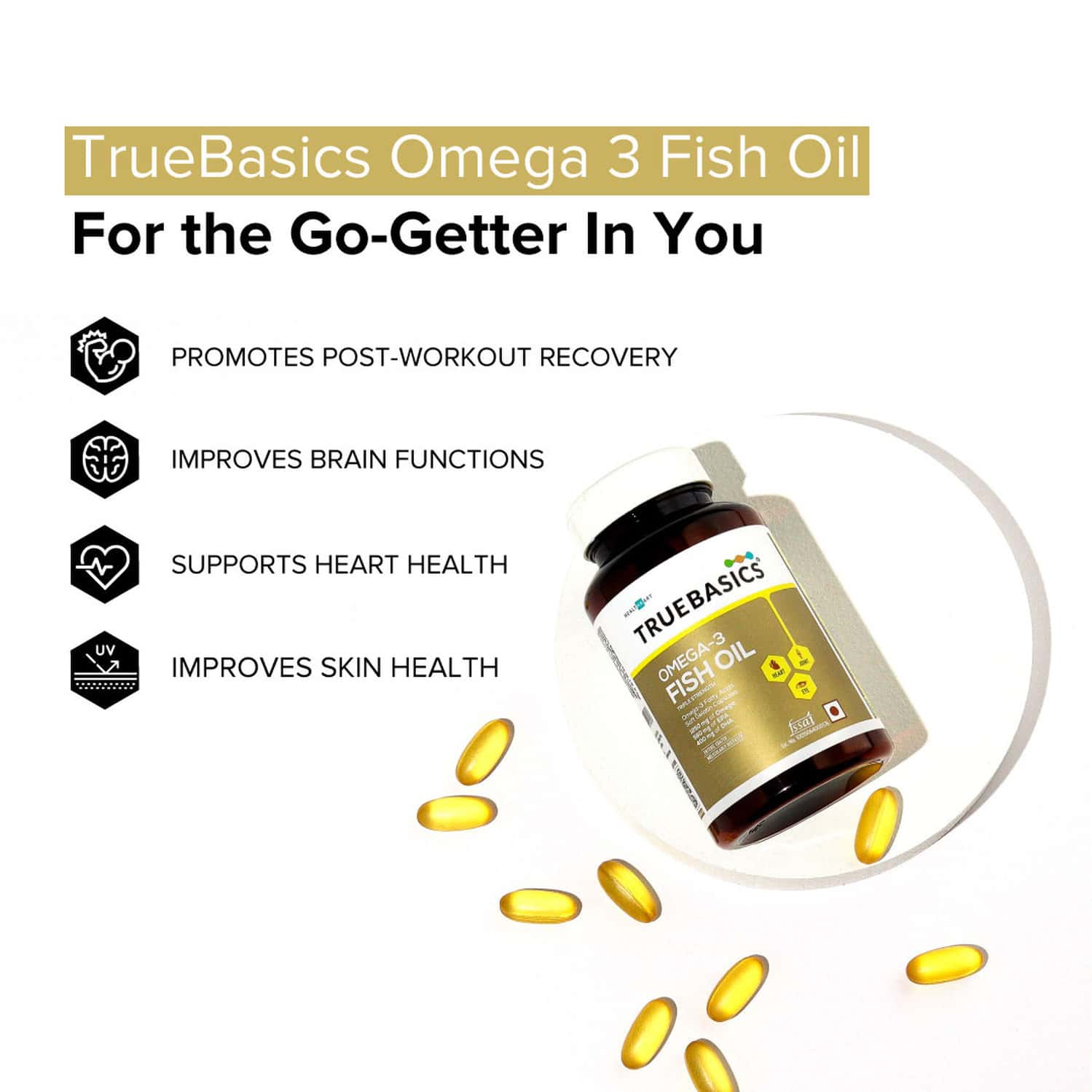 Buy TRUEBASICS OMEGA 3 FISH OIL CAPSULES - 30 CAPSULES Online & Get ...