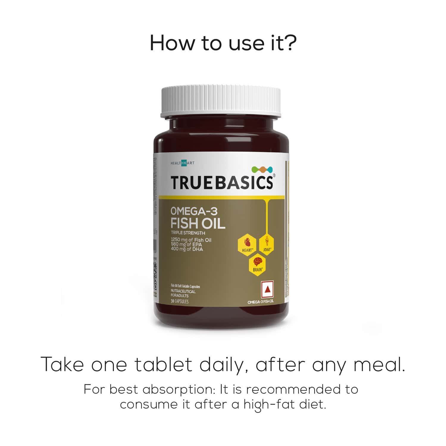 Buy TRUEBASICS OMEGA 3 FISH OIL CAPSULES - 30 CAPSULES Online & Get ...