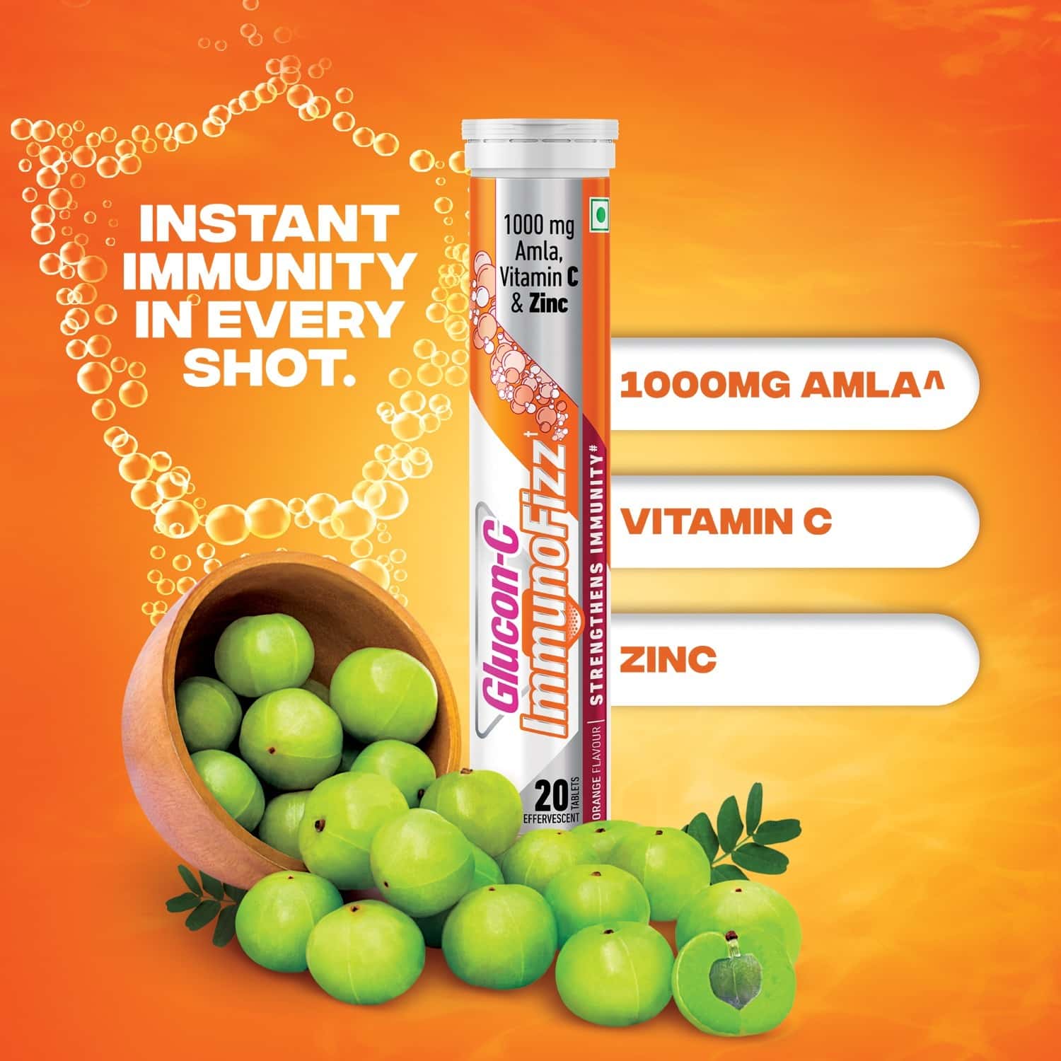 Buy Glucon C Immunofizz Orange Flavored Effervescent Tablets With ...