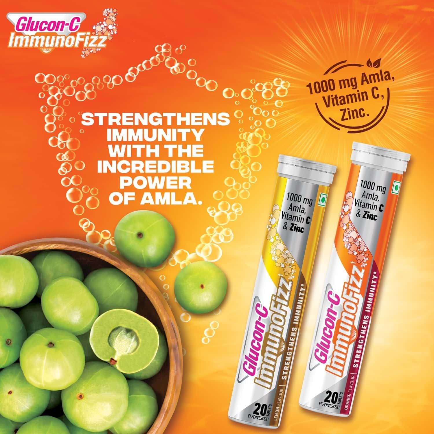 Buy Glucon C Immunofizz Orange Flavored Effervescent Tablets With ...