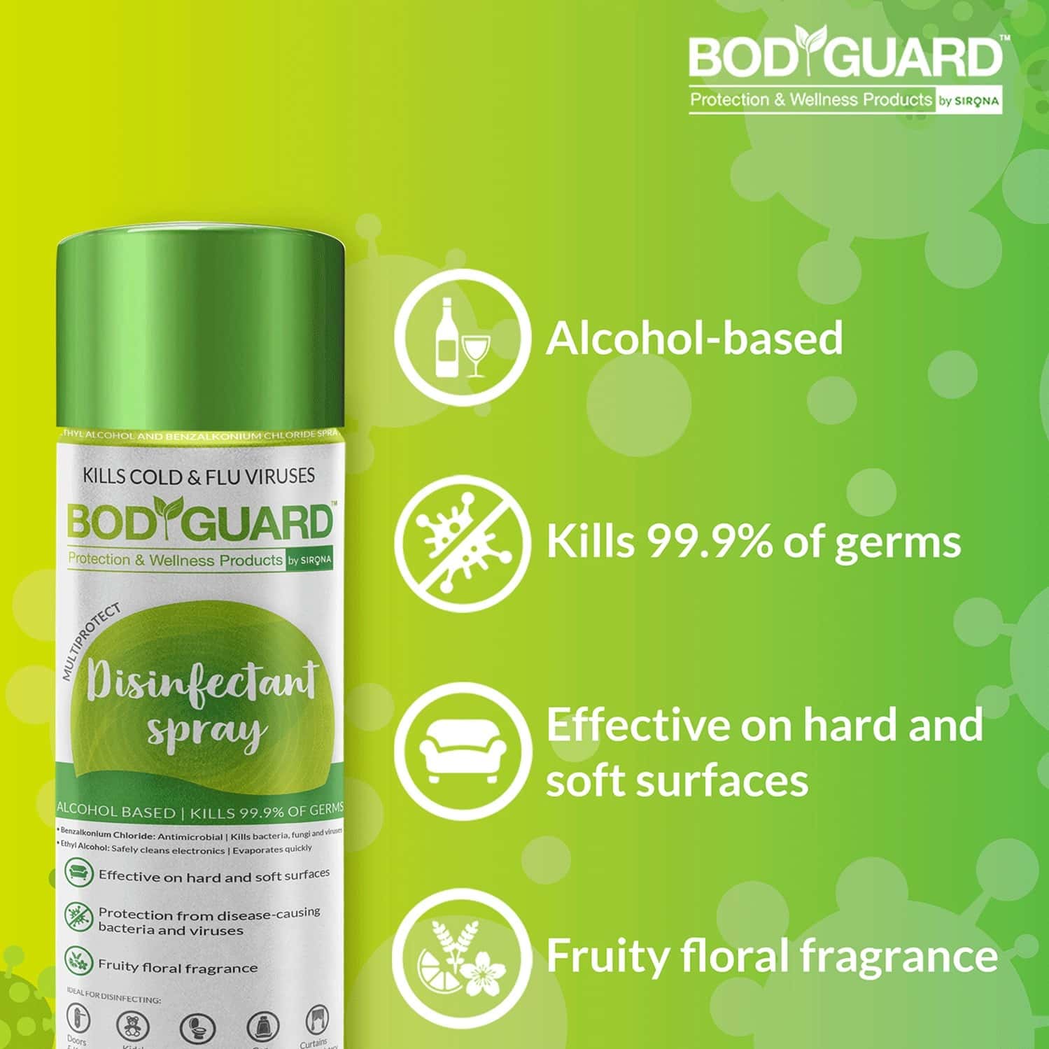 Buy BODYGUARD MULTIPURPOSE ALCOHOL BASED DISINFECTANT SPRAY-400 ML ...
