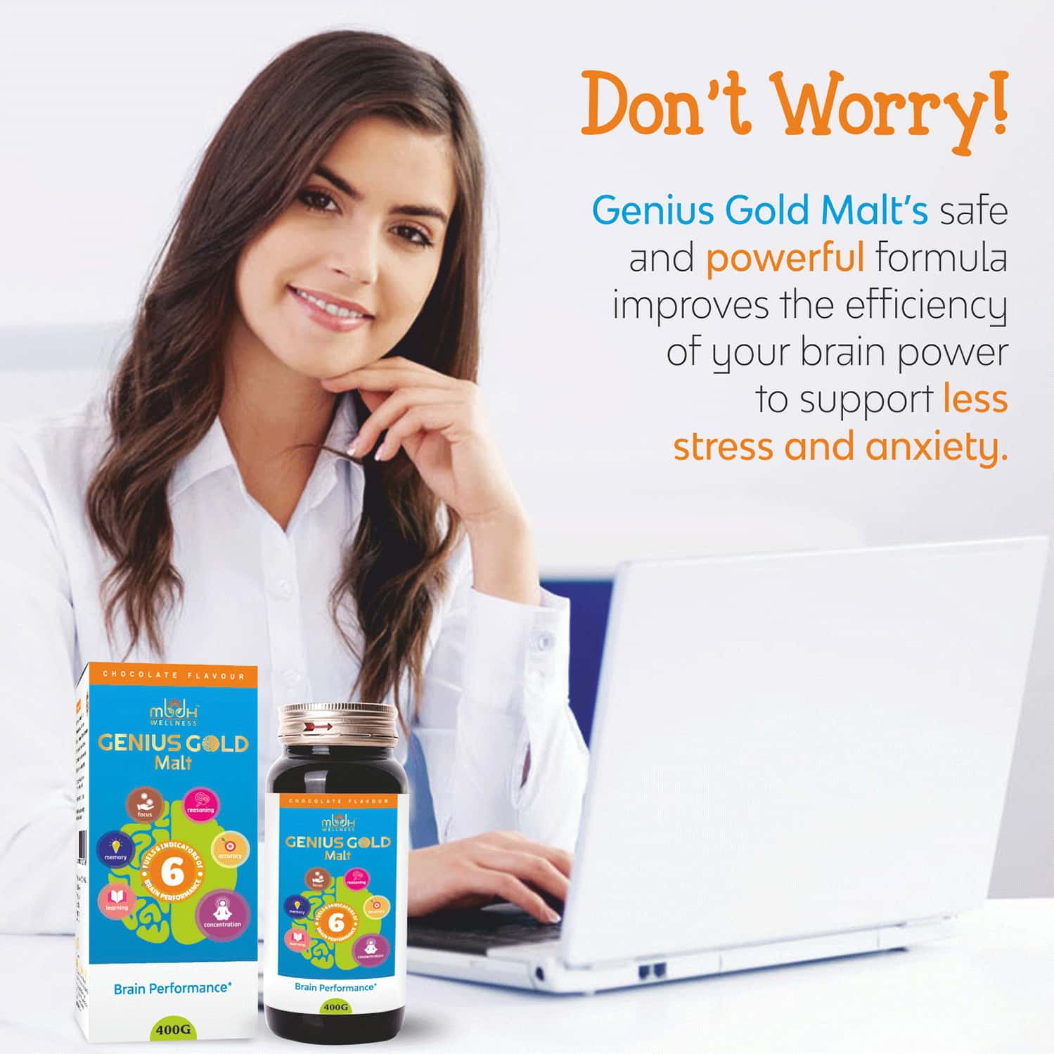 Buy MBDHWELLNESS GENIUS GOLD MALT-BRAIN BOOSTER WITH BRAHMI ASHWAGANDHA ...