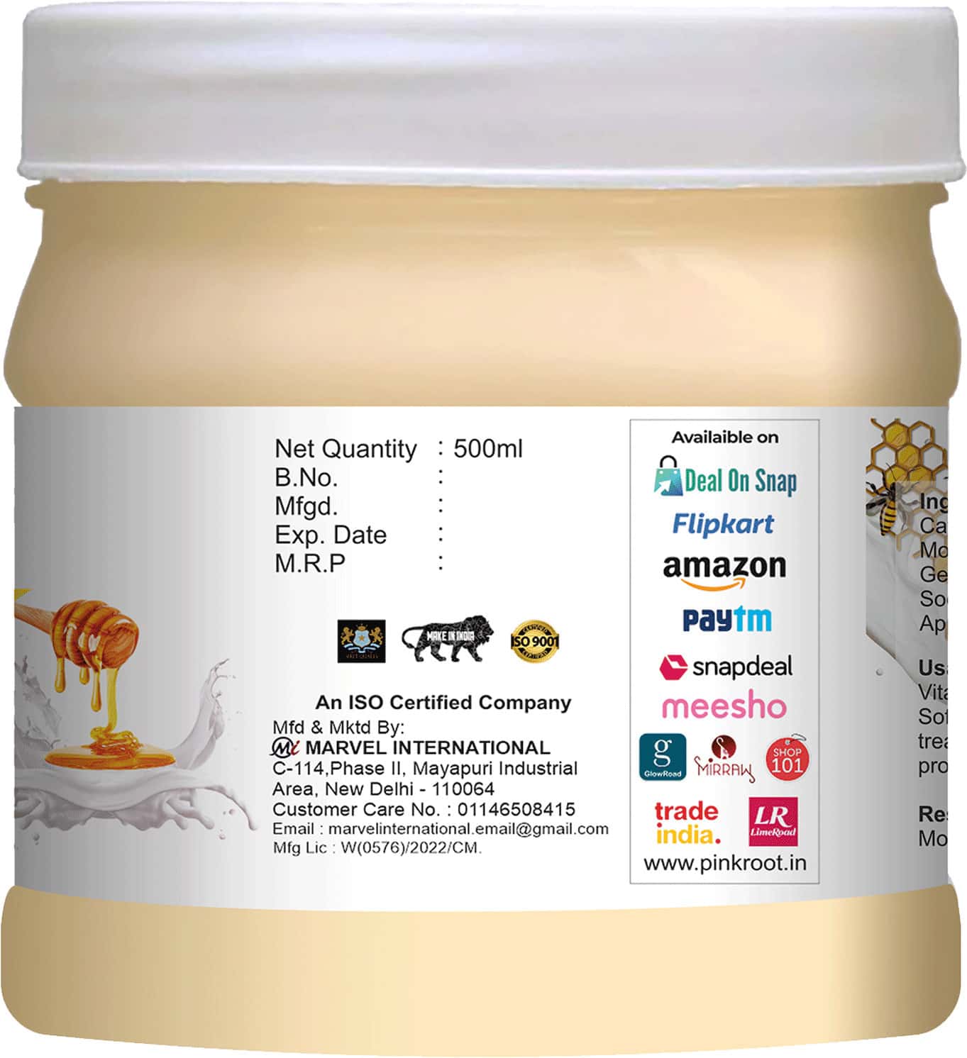 Buy PINK ROOT MILK & HONEY COLD CREAM 500ML Online & Get Upto 60% OFF ...