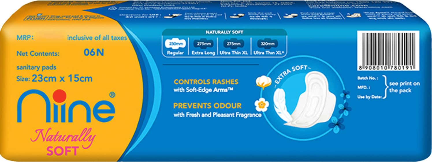 Buy NIINE NATURALLY SOFT REGULAR 6 SANITARY PADS Online & Get Upto 60% ...