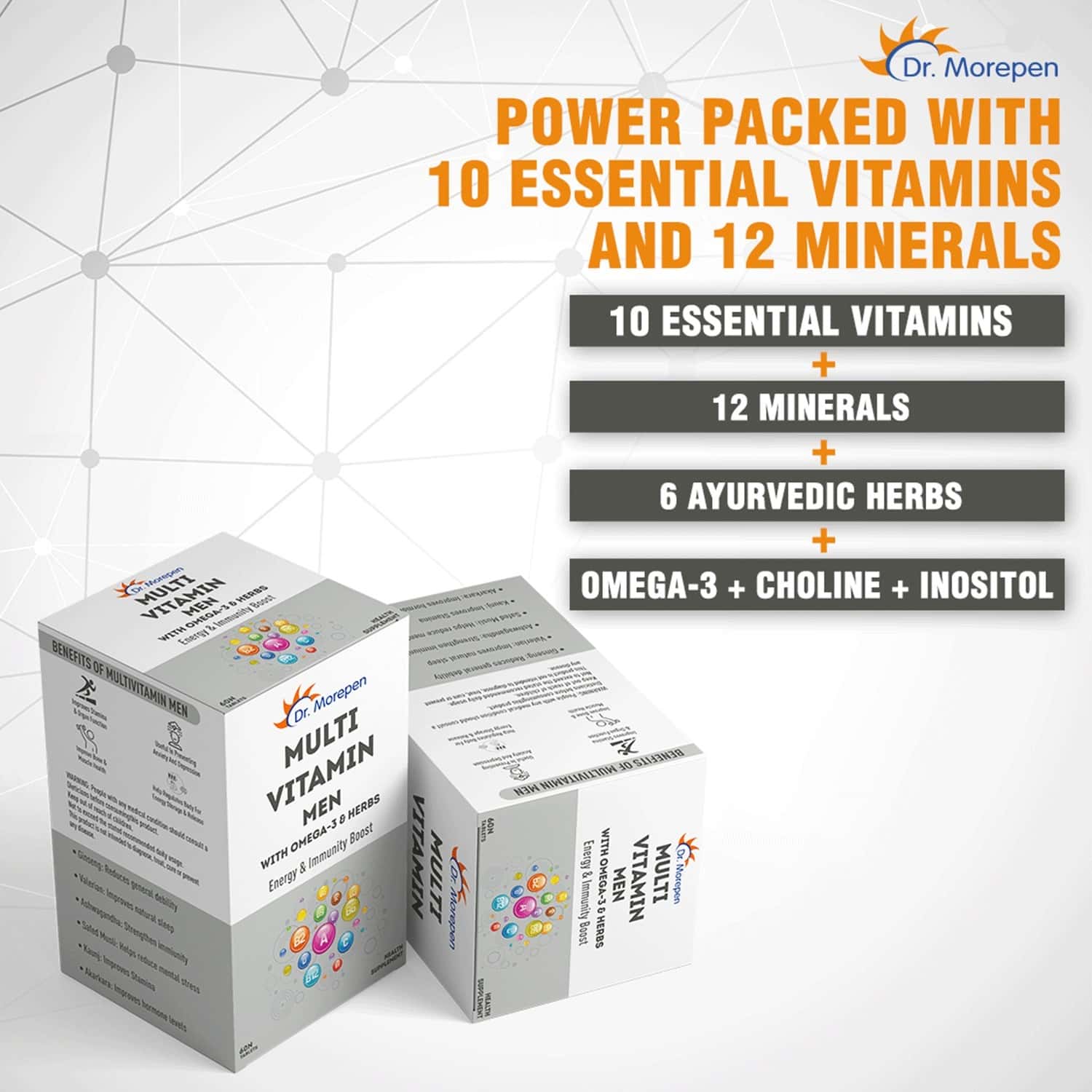 Buy DR. MOREPEN MULTIVITAMINS FOR MEN WITH OMEGA 3 & HERBS - 60 VEG TABLETS Online & Get Upto 60 ...