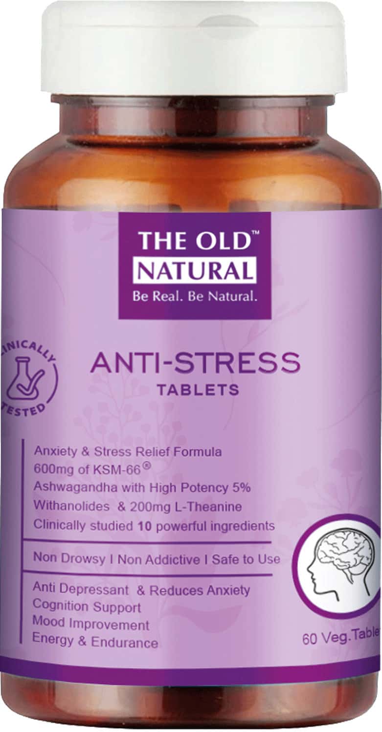 Buy THE OLD NATURAL ANTI STRESS TABLETS - ASHWAGANDHA KSM 66 EXTRACT, L ...