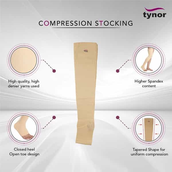 Buy TYNOR MEDICAL COMPRESSION STOCKING MID THIGH CLASS 1 SIZE MEDIUM ...