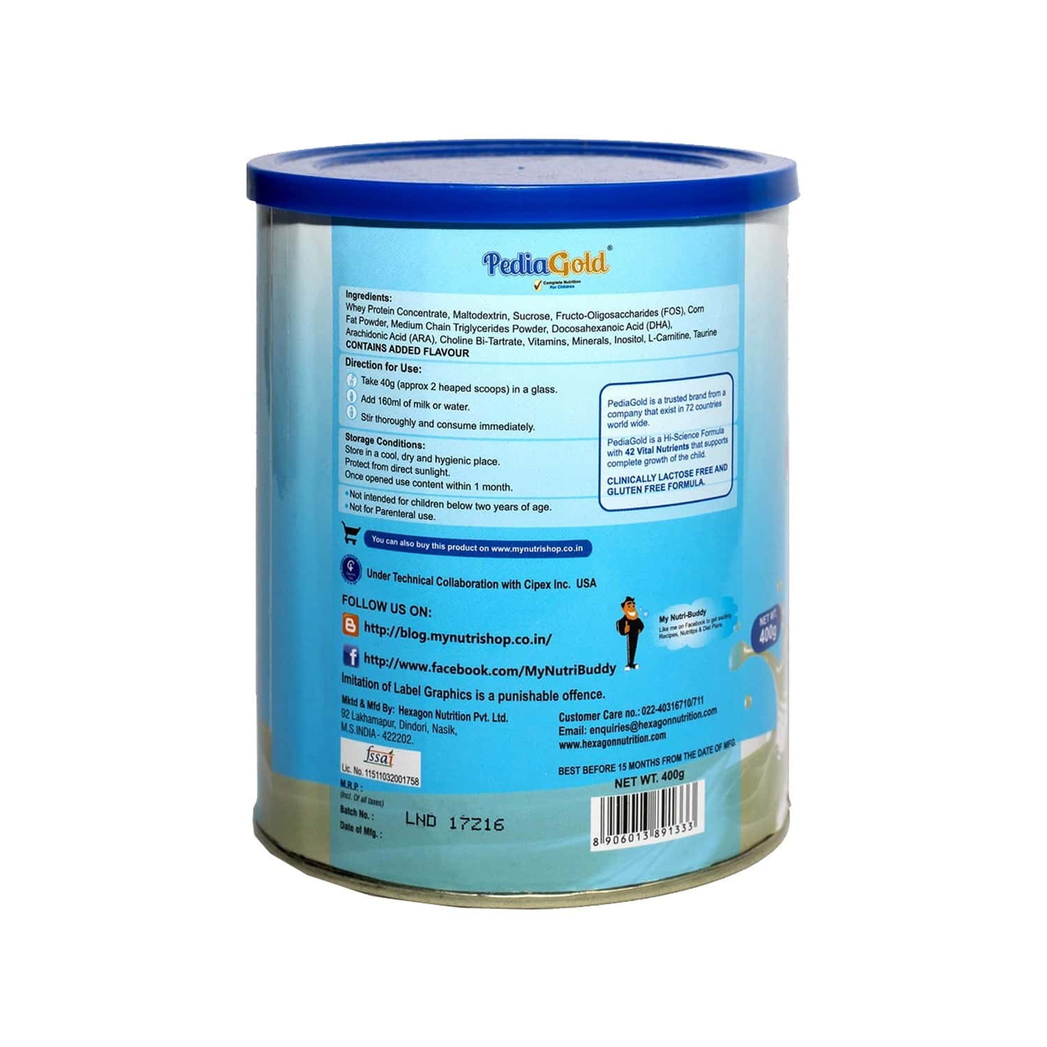 Buy PEDIA GOLD VANILLA NUTRITION DRINK TIN OF 400 G Online & Get Upto ...