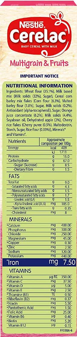 Buy NESTLE CERELAC BABY CEREAL WITH MILK MULTIGRAIN & FRUITS FROM 12 ...
