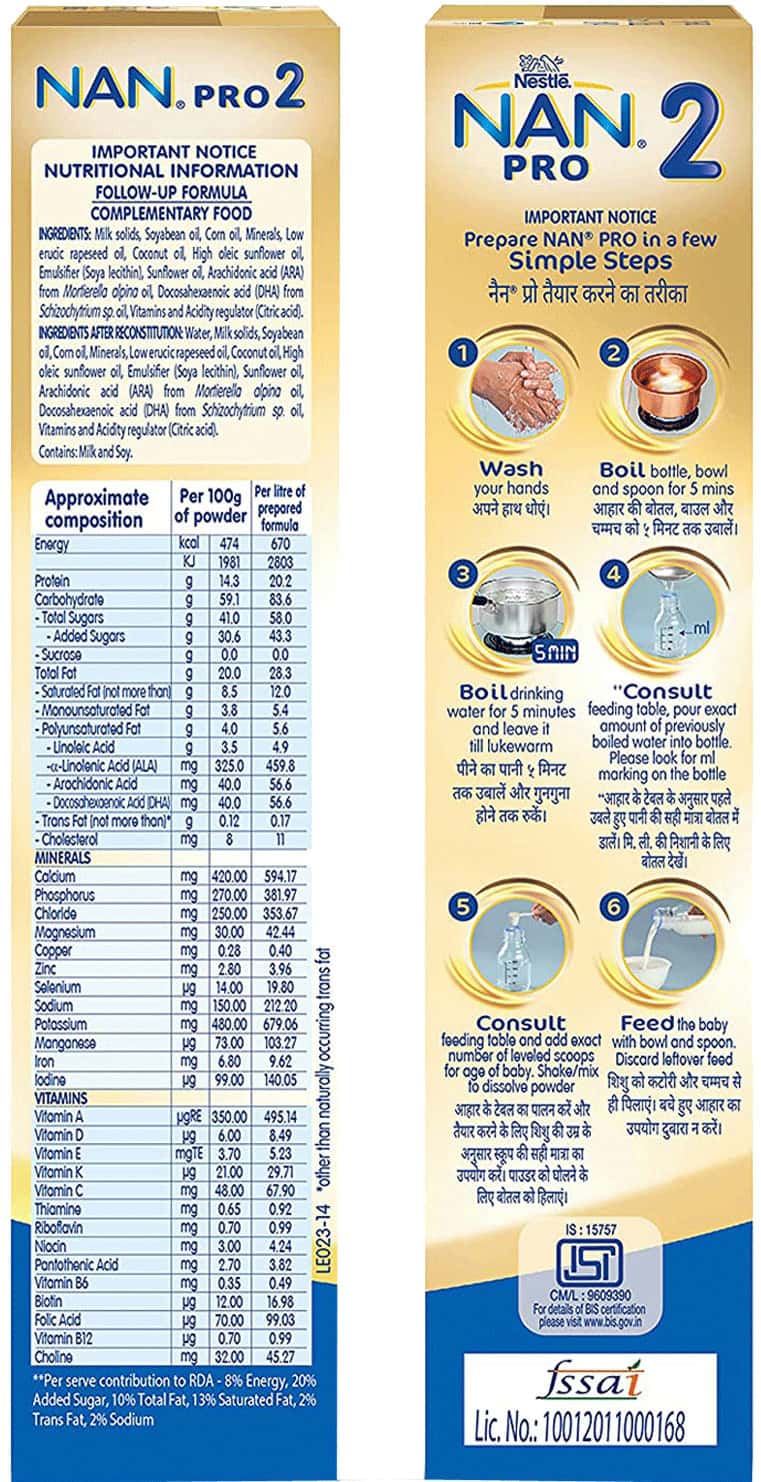 Buy NESTLE NAN PRO STAGE 2 FOLLOW-UP FORMULA POWDER - 400 G Online ...