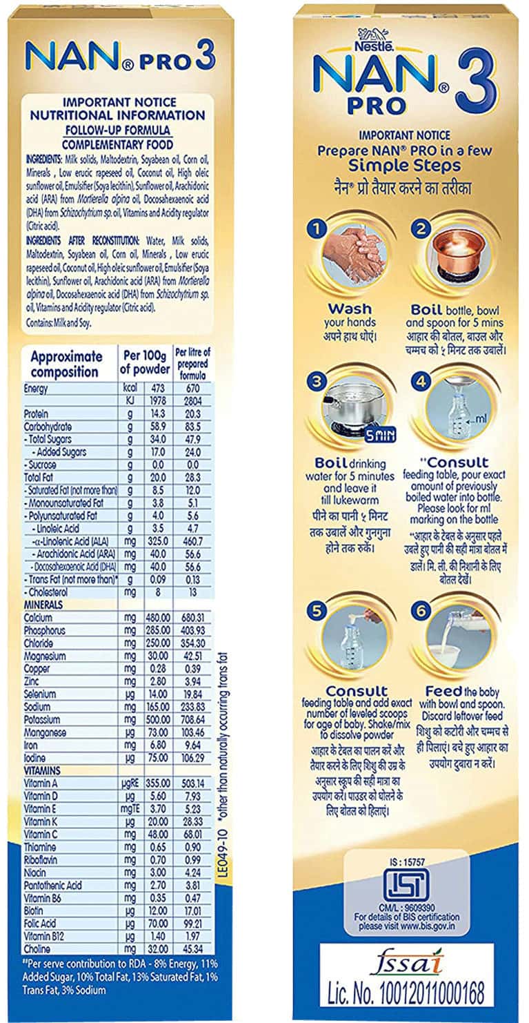 Buy NESTLE NAN PRO 3 FOLLOW-UP FORMULA POWDER 400 G Online & Get Upto 60% OFF at PharmEasy