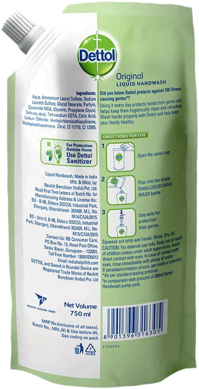 Buy DETTOL LIQUID HANDWASH REFILL - ORIGINAL GERM PROTECTION HAND WASH ...