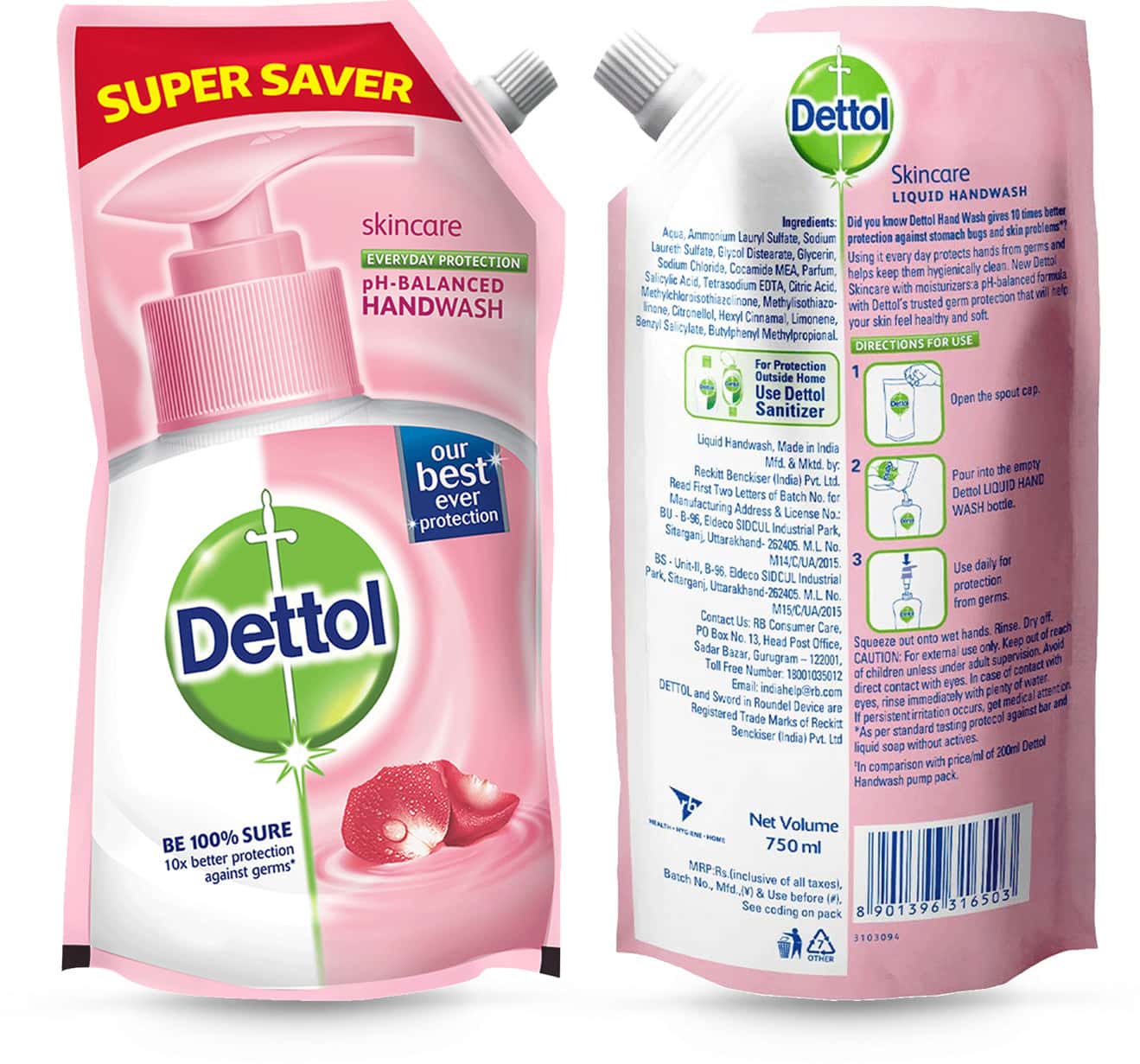Buy DETTOL LIQUID HANDWASH REFILL - SKINCARE MOISTURIZING HAND WASH 750 ...