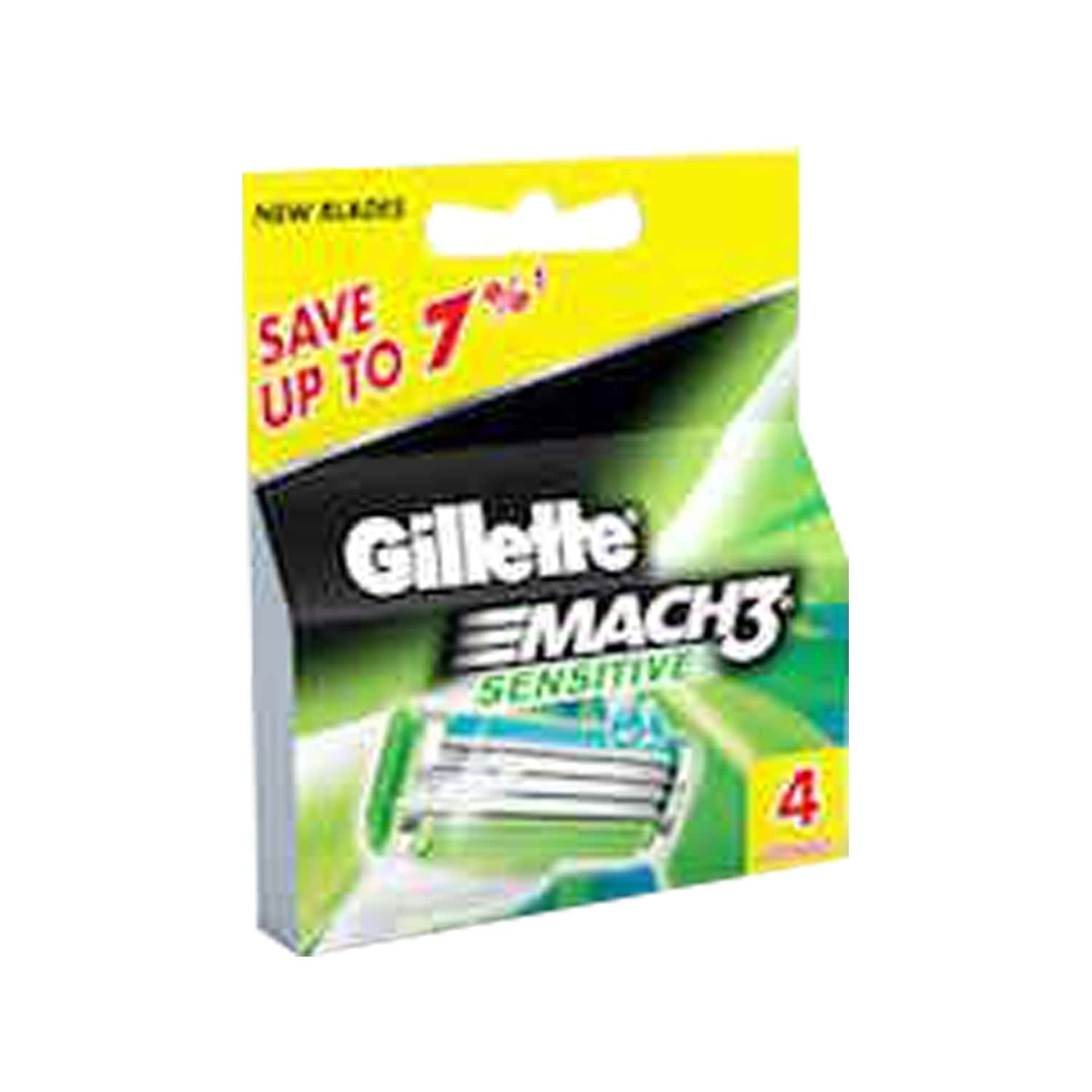 Buy GILLETTE MACH 3 SENSITIVE MANUAL SHAVING RAZOR BLADES 4 PIECES ...