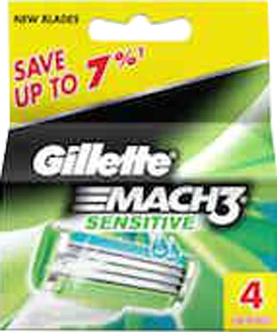 Buy GILLETTE MACH 3 SENSITIVE MANUAL SHAVING RAZOR BLADES 4 PIECES ...