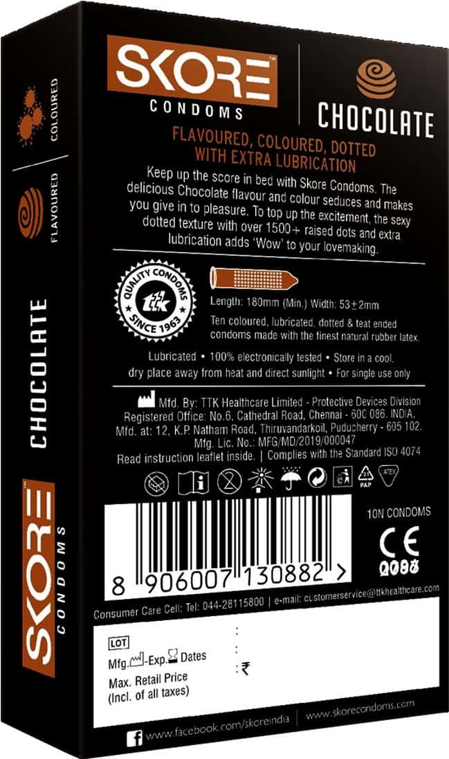 Buy SKORE CHOCOLATE DOTTED BOX OF 10 CONDOMS Online & Get Upto 60% OFF ...