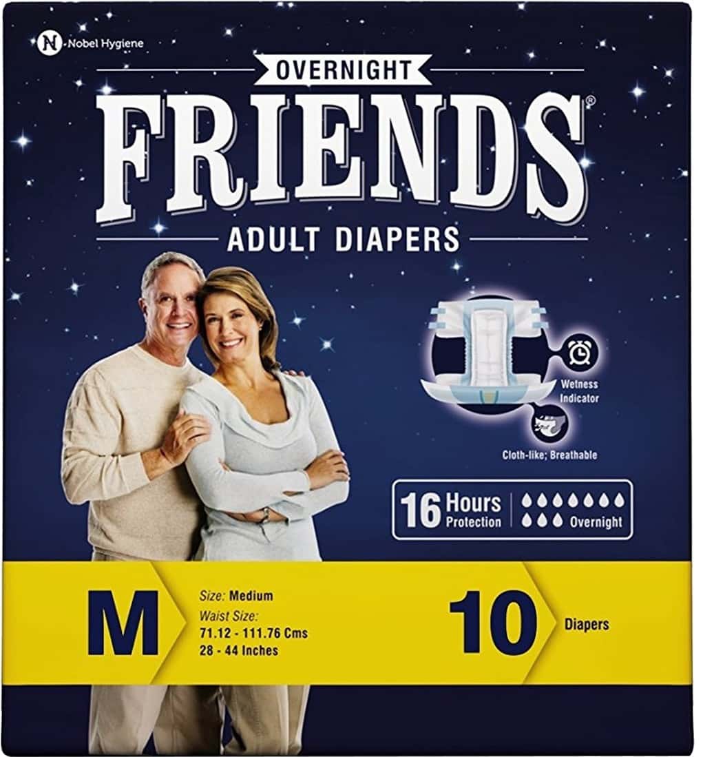 Buy FRIENDS OVERNIGHT ADULT DIAPERS TAPE STYLE - 10 COUNT (M) WAIST 27. ...