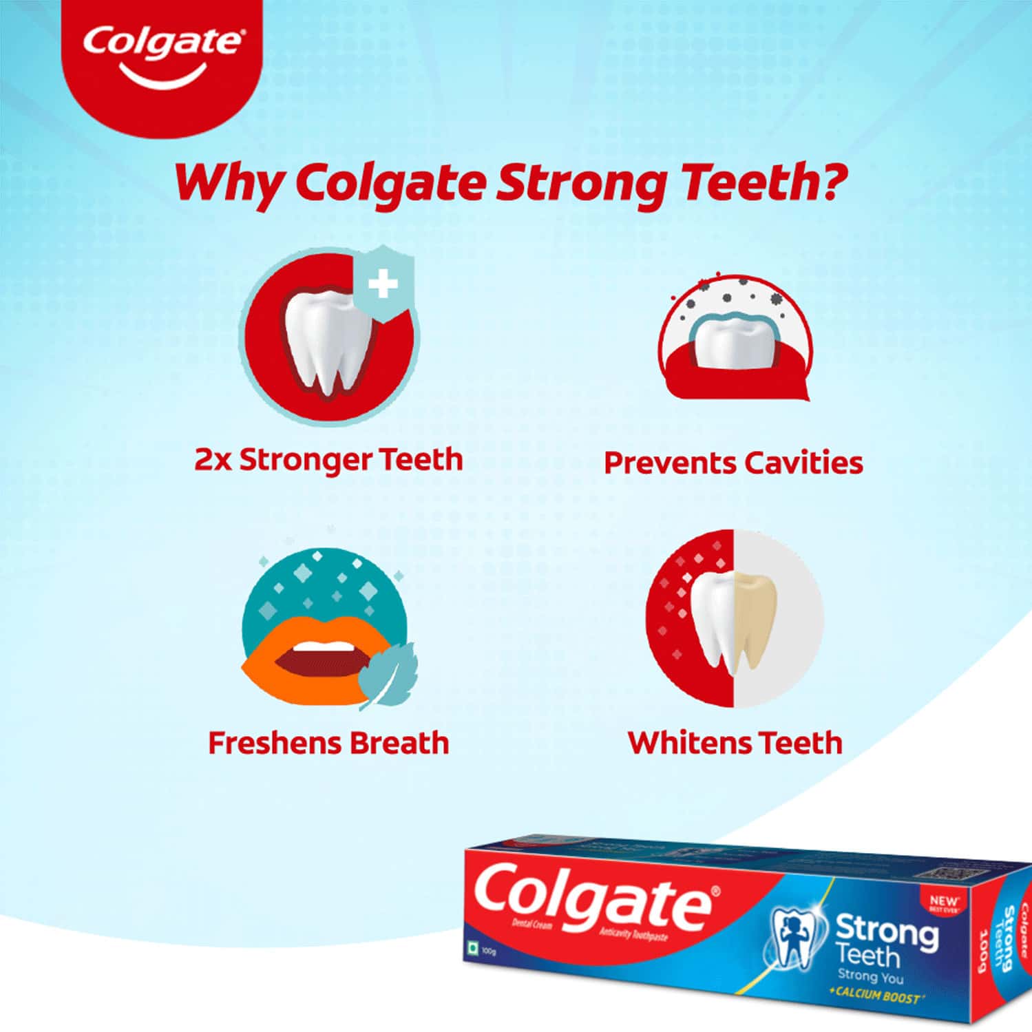 Buy COLGATE TOOTHPASTE STRONG TEETH - DENTAL CREAM - ANTI CAVITY TUBE ...