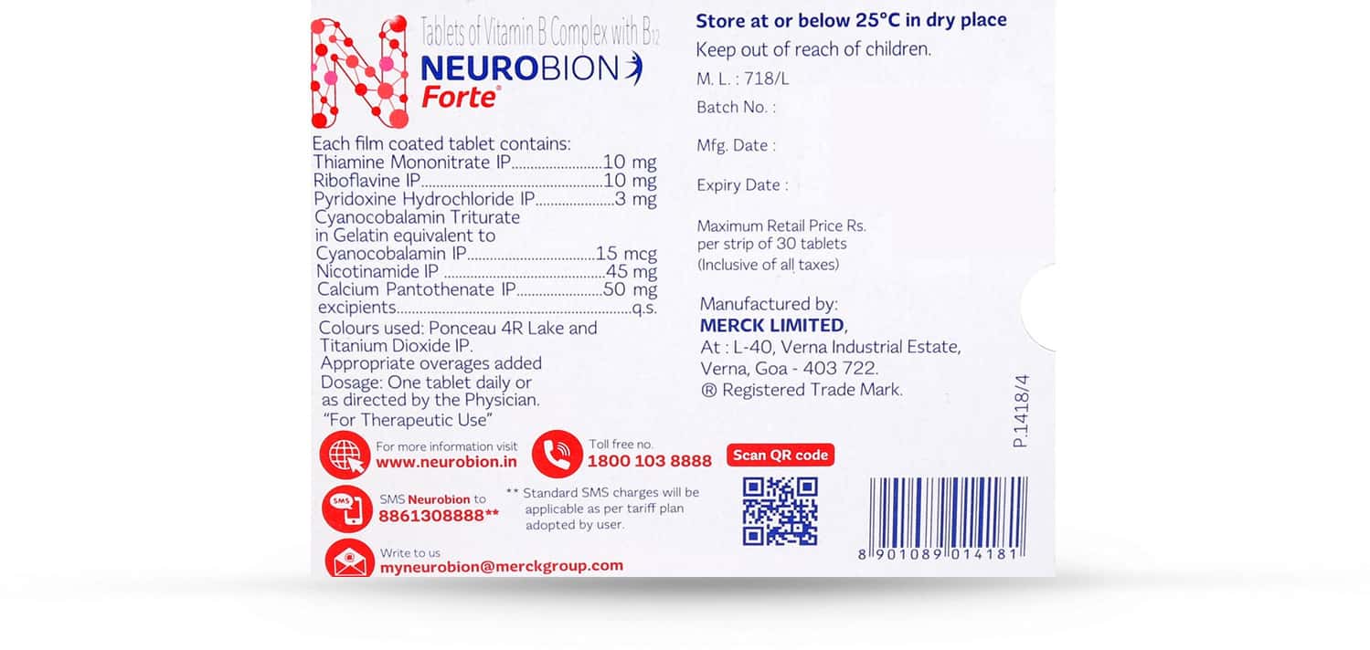 Buy NEUROBION FORTE TABLET 30'S Online & Get Upto 60% OFF at PharmEasy