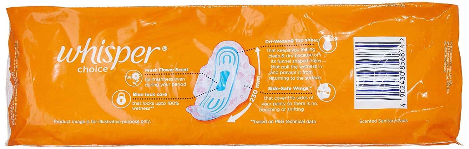 Buy WHISPER CHOICE REGULAR SIZE S SANITARY PADS PACKET OF 7 Online ...
