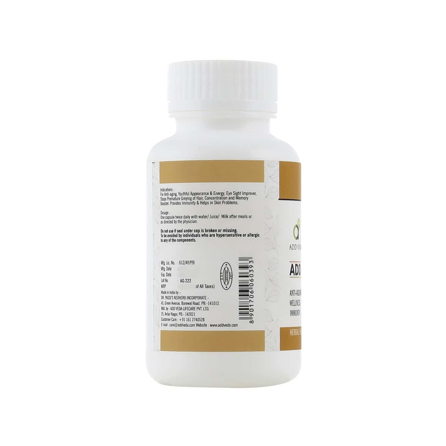 Buy ADD GOLD - ANTI-AGEING, WELLNESS, IMMUNITY 60 CAPSULES Online & Get ...