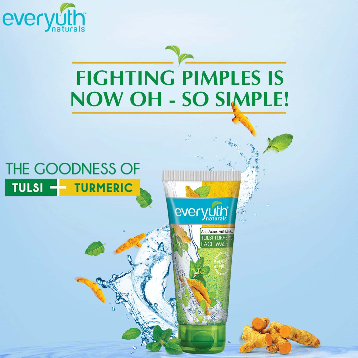 Buy EVERYUTH NATURALS ANTI ACNE TULSI TURMERIC FACE WASH TUBE OF 100 G ...