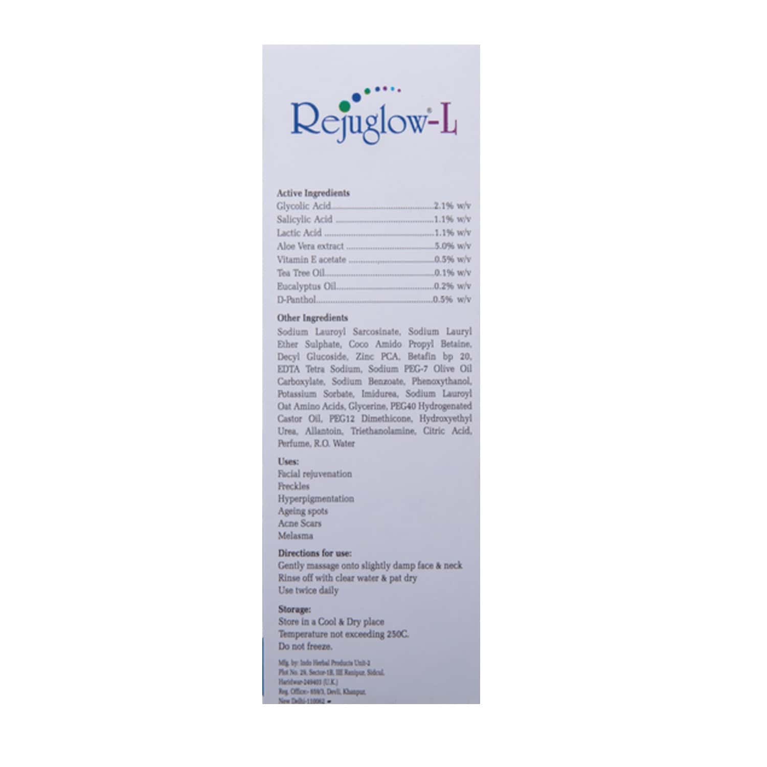Buy REJUGLOW L FACE WASH 100ML Online & Get Upto 60% OFF at PharmEasy