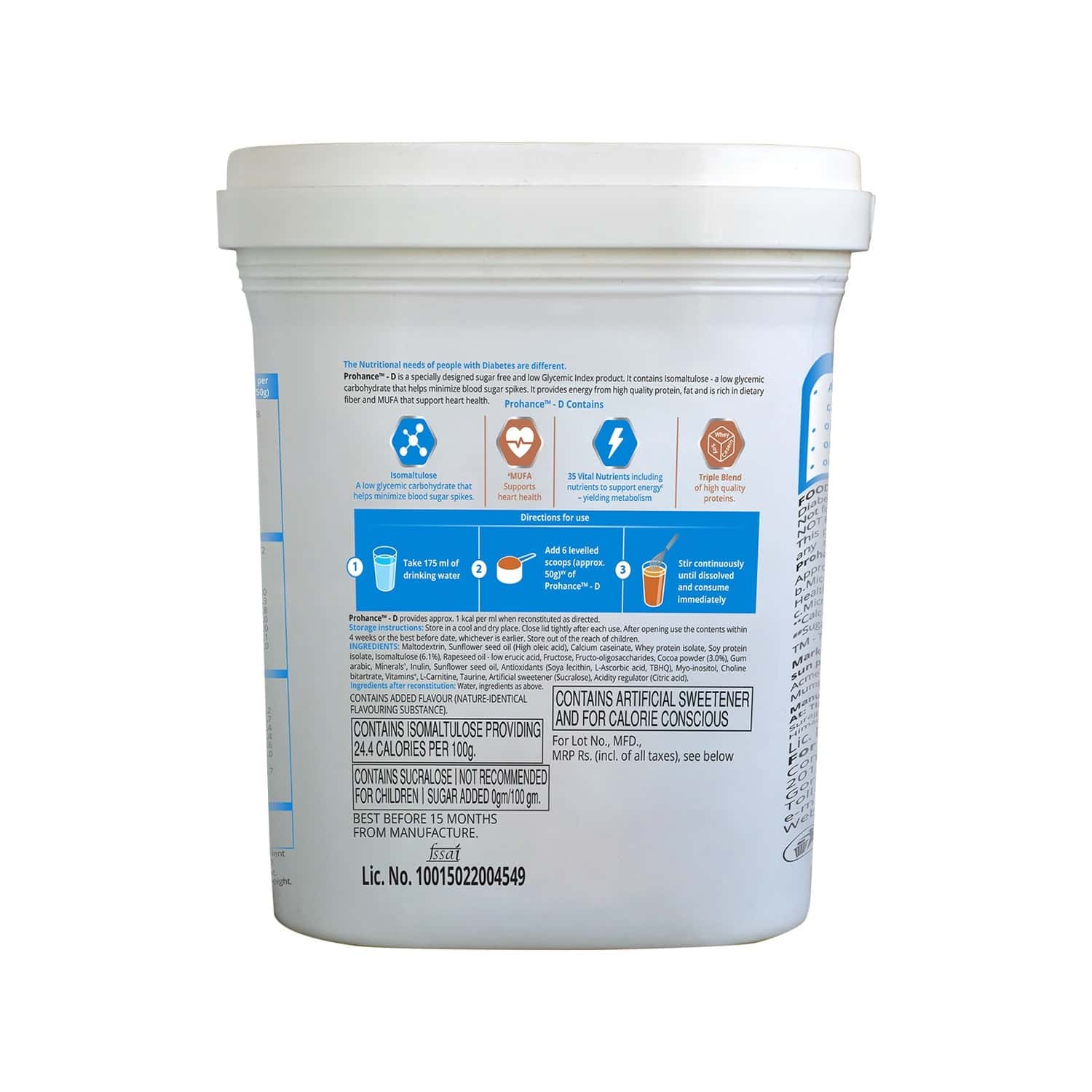 Buy Prohance D Chocolate Diabetes Care Powder Sugar Free Bottle Of 400 ...