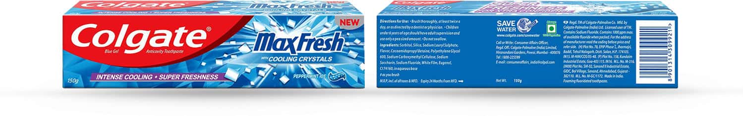Buy COLGATE TOOTHPASTE - MAXFRESH PEPPERMINT ICE - 150 G - BLUE GEL ...